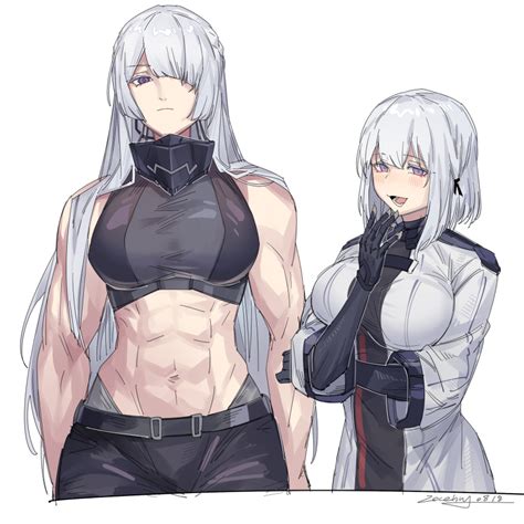 Rule 34 2girls Abs Ak 15 Girls Frontline Asymmetrical Bangs Belt Biceps Black Gloves Black