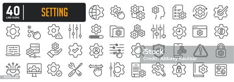 가는 선 아이콘을 설정하고 설정합니다 편집 가능한 획 웹사이트 마케팅 디자인 로고 앱 템플릿 Ui 등 벡터 그림입니다 개발에 대한 스톡 벡터 아트 및 기타 이미지 Istock