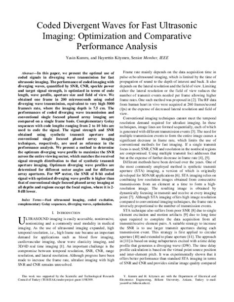 Pdf Coded Divergent Waves For Fast Ultrasonic Imaging Optimization And Comparative
