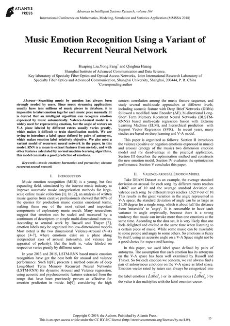 Pdf Music Emotion Recognition Using A Variant Of Recurrent Neural Network