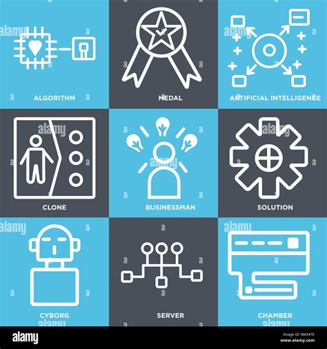 Set Of 9 Simple Editable Icons Such As Chamber Server Cyborg Solution Businessman Clone