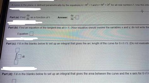 Solved A Curve In The Plane Is Defined Parametrically By The