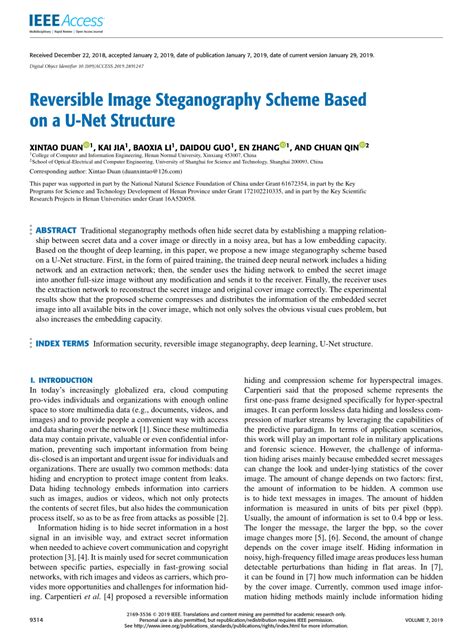 pdf reversible image steganography scheme based on a u net structure
