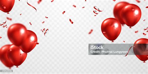 파티 축하에 대 한 아름 다운 빨간 풍선 배경 벡터 일러스트 레이 션 3차원 형태에 대한 스톡 벡터 아트 및 기타 이미지 3차원 형태 공휴일 낮 Istock