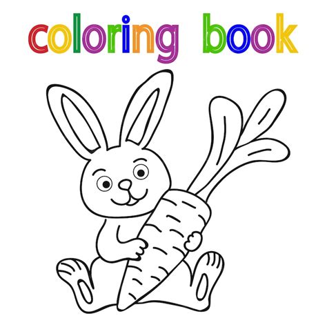 당근으로 토끼 색칠하기 책 프리미엄 벡터