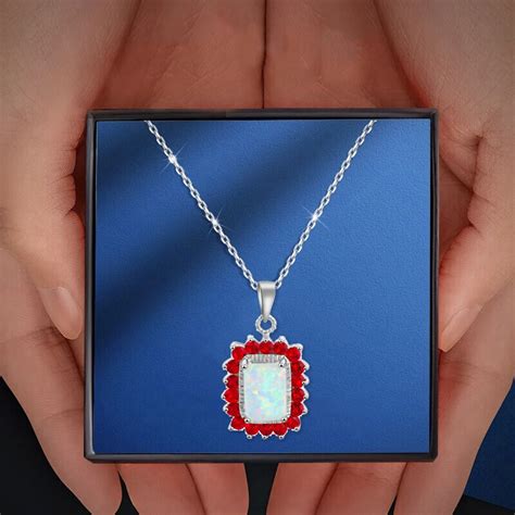 Rolilason 여성 최고의 생일 선물 화이트 오팔 실버 스탬프 레드 가닛 펜던트 패션 보석 Ops672jewelry Crucifixjewelry
