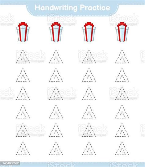 필기 연습 선물 상자의 추적 라인 교육 어린이 게임 인쇄 가능한 워크 시트 벡터 일러스트 레이 션 0명에 대한 스톡 벡터 아트