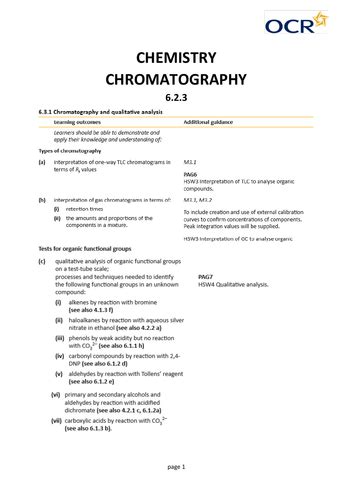 Ocr A Level Chemistry 633 Chromatography And Qualitative Analysis