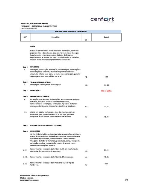 2 Mapa De Quantidades Pdf Materiais De Construção Tecnologia De Construção