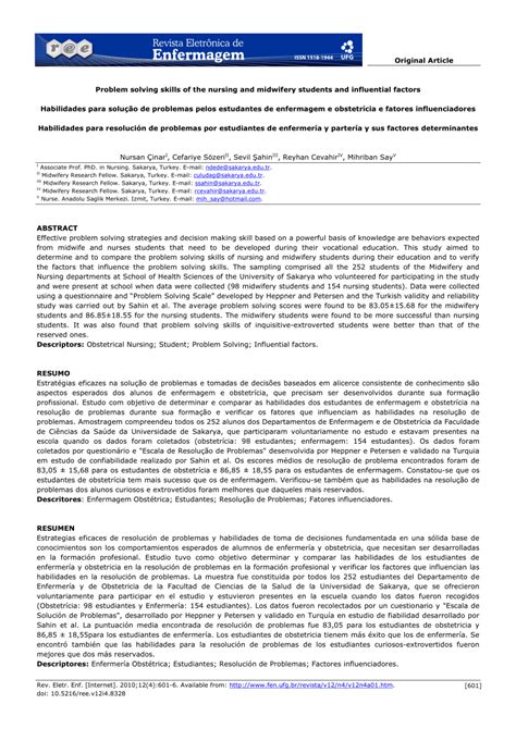 PDF Problem Solving Skills Of The Nursing And Midwifery Babes And Influential Factors