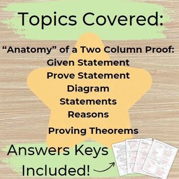 Geometry Worksheet And Guided Lesson Notes How To Write A Two Column Proof