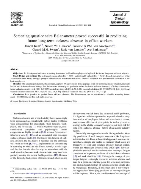 Pdf Screening Questionnaire Balansmeter Proved Successful In