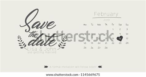Save Date Wedding Invitation Calader Vector De Stock Libre De