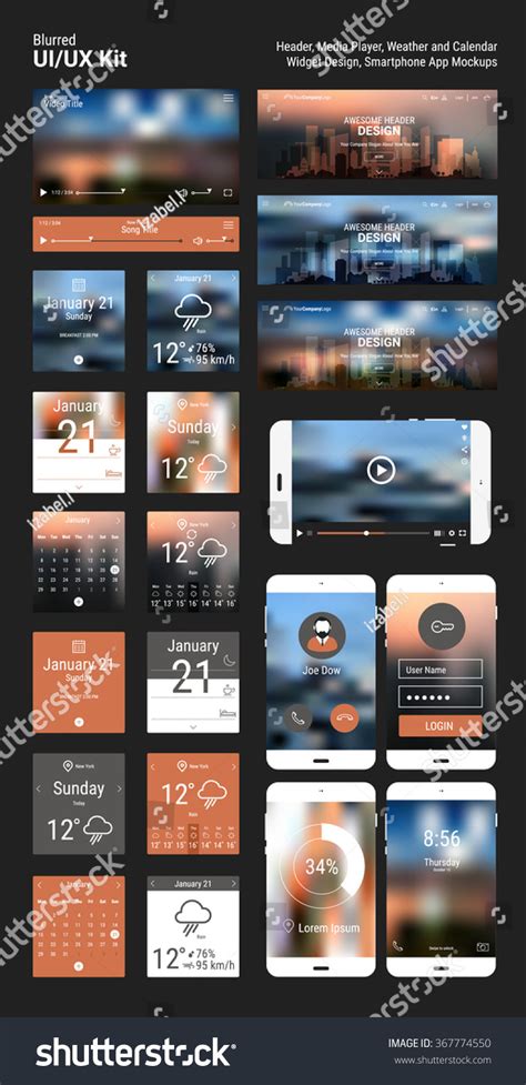Flat Design Responsive Pixel Perfect Ui Stock Vector Royalty Free 367774550 Shutterstock