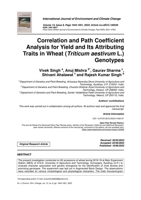 pdf correlation and path coefficient analysis for yield and its