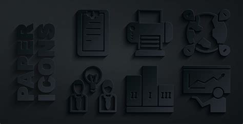 우승자 연단 지구상의 위치 램프 전구를 가진 사람 교육 프레젠테이션 프린터 및 클립보드 체크리스트 아이콘에 대한 상을 설정합니다