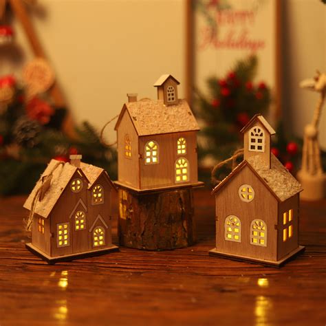 Led Luminescent Small House With Windows ，small Wooden House Christmas