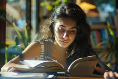 Female Babe Taking Notes From Books For Her Study Premium AI Generated Image