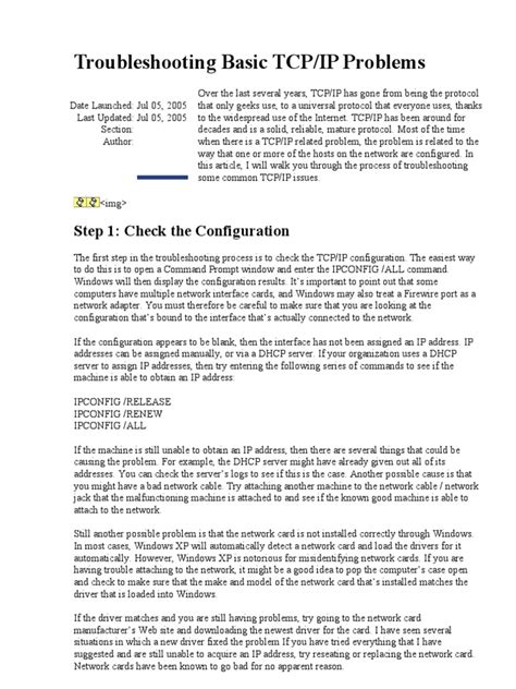 Troubleshooting Basic Tcpip Problems Step 1 Check The Configuration