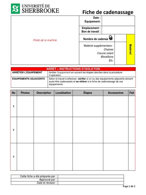 Fiche De Cadenassage Et Procédures Pdf