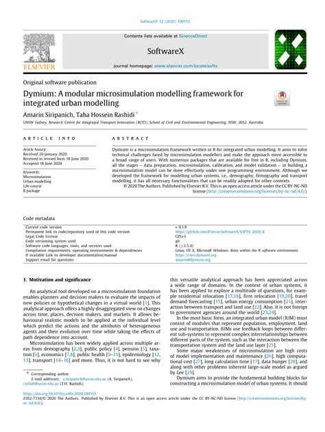 Pdf Dymium A Modular Microsimulation Modelling Framework For Integrated Urban Modelling