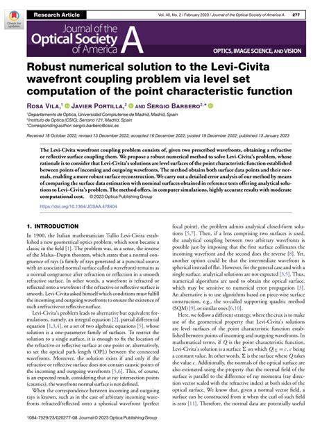 pdf robust numerical solution to the levi civita wavefront coupling