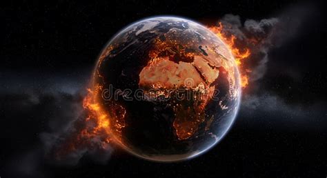Planet Earth Exploding In Flames Ai Generated Stock Illustration Illustration Of Earrth