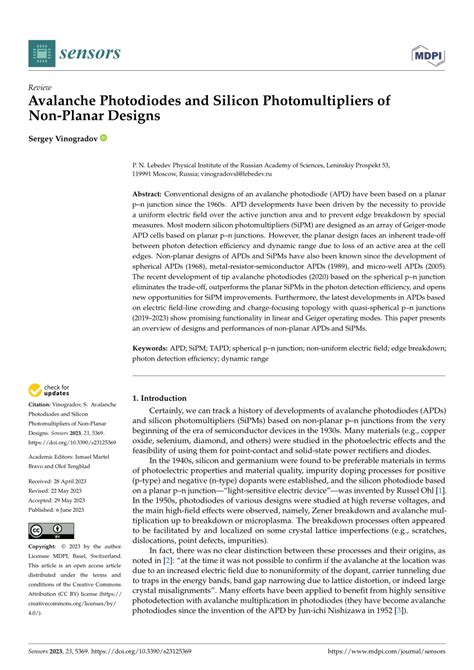 Pdf Avalanche Photodiodes And Silicon Photomultipliers Of Non Planar