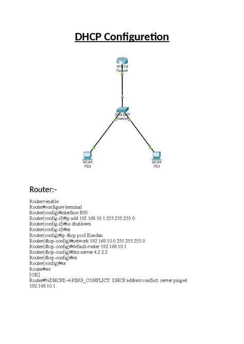 1 DHCP DHCP Configuretion Router Router Enable Router Configure Terminal Studocu