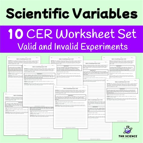 Scientific Variables 10 Cer Worksheet Set Valid And Invalid Experiments