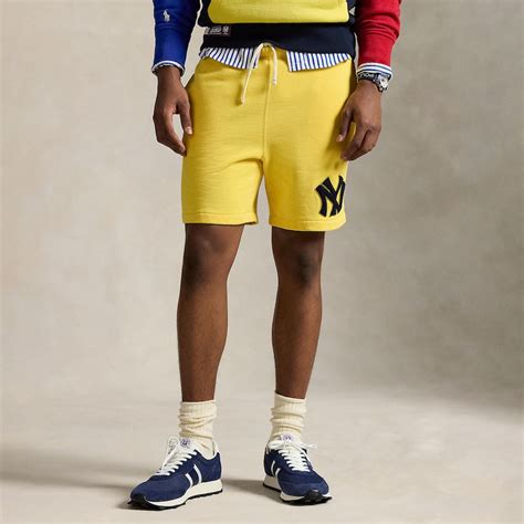 Yankees Polo Ralph Lauren Yellow Fleece Shorts