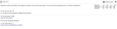 Solved 12 1 7 Question Help A The X2 Test Statistic B Chegg Com
