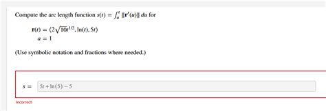 solved compute the arc length function s t ∫at∥r′ u ∥du