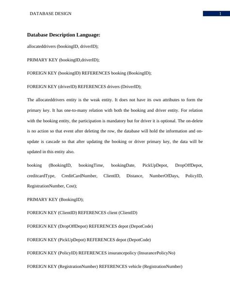 Comp1711 Data Modelling Assignment Database Design Solution