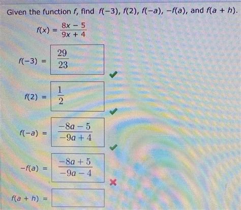 Solved Given The Function F Find F−3f2f−a−fa