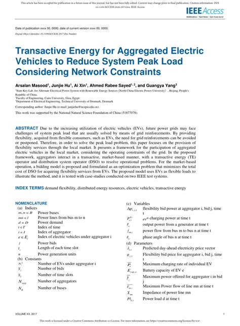 Pdf Transactive Energy For Aggregated Electric Vehicles To Reduce