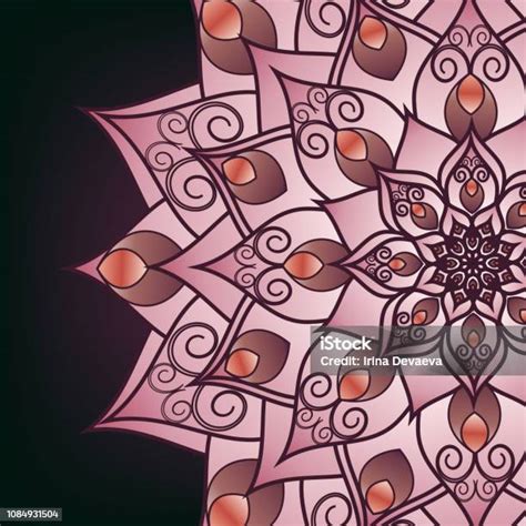 플라이어 만다라 붉은 꽃 패턴 동양 디자인 엽서 레이아웃 템플릿 이슬람 아랍 인도 오스만 제국 아시아 작품 첫 번째 및 뒤 페이지입니다 사용 하 고 편집 하 게 쉬운 벡터