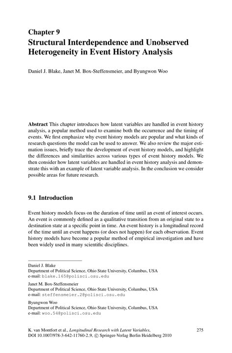 Pdf Structural Interdependence And Unobserved Heterogeneity In Event