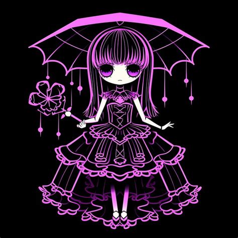 Personagem De N On Da Charmosa Garota Chibi Com Franja Lateral Elegante Conjunto De Adesivos De