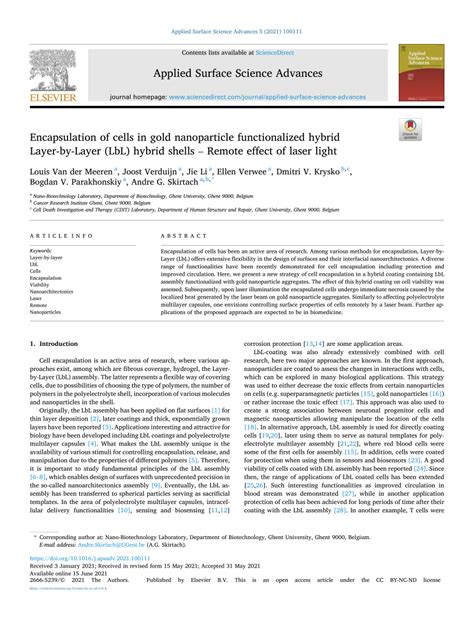Pdf Encapsulation Of Cells In Gold Nanoparticle Functionalized Hybrid