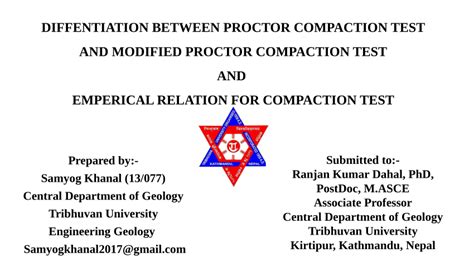 PDF DIFFENTIATION BETWEEN PROCTOR COMPACTION TEST AND MODIFIED PROCTOR COMPACTION TEST AND