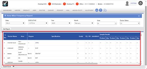 How To View Area Wise Frequency Report And Export It In Excel Format