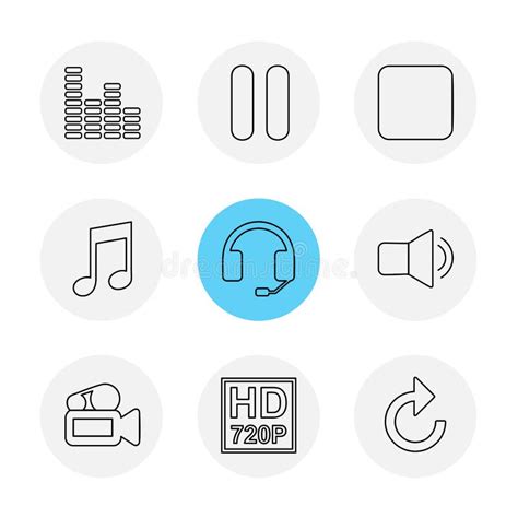 Multimedia Play Pause Volume Sound Microphone Eps Ic Stock
