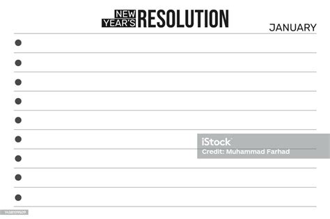 빈 용지 공간과 글머리 기호가 있는 새해 해결 개념 배경 해상도 설정 개념 설계 결심에 대한 스톡 벡터 아트 및 기타 이미지 결심 새로운 1월 Istock