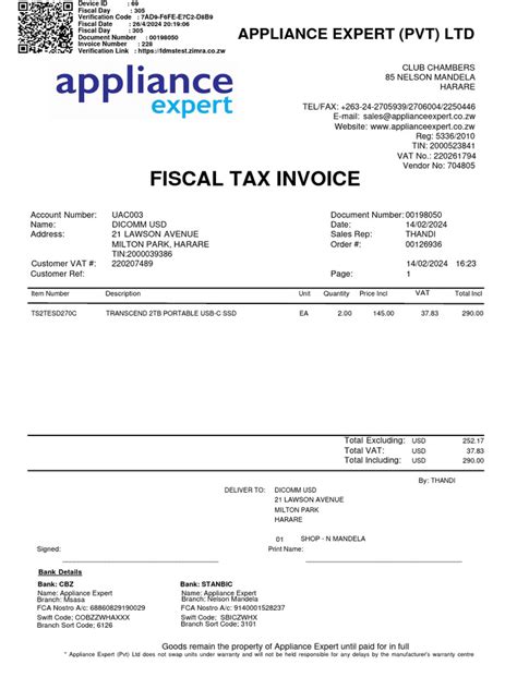 1 Invoice 00198050 20240426201907 Pdf Value Added Tax Invoice