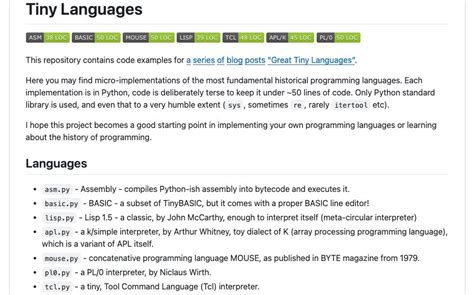 Tiny Languages たった50行のコードで作られた小さなプログラミング言語集 ソフトアンテナ