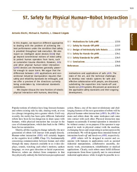 Pdf Safety For Physical Humanrobot Interaction