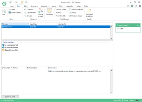 Importing Serial Numbers