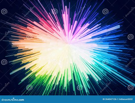 3d Illustration Of Colorful Rays Exploding Stock Illustration