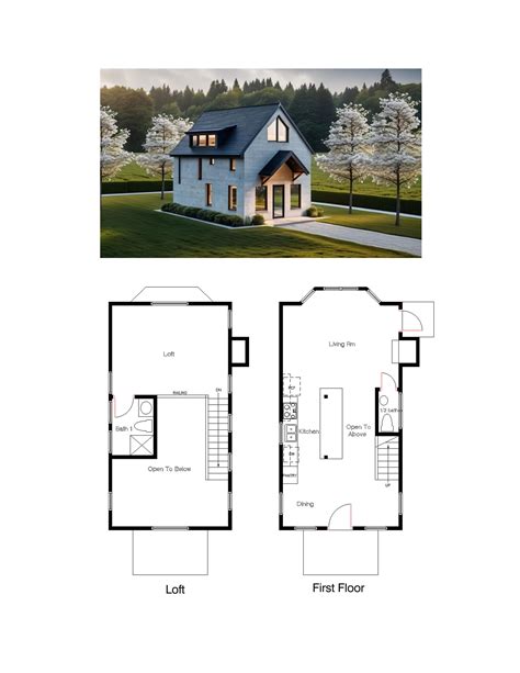 1 Bedroom Loft 1 1 2 Bath 784sf Floor Plan W Loft Adu Small House